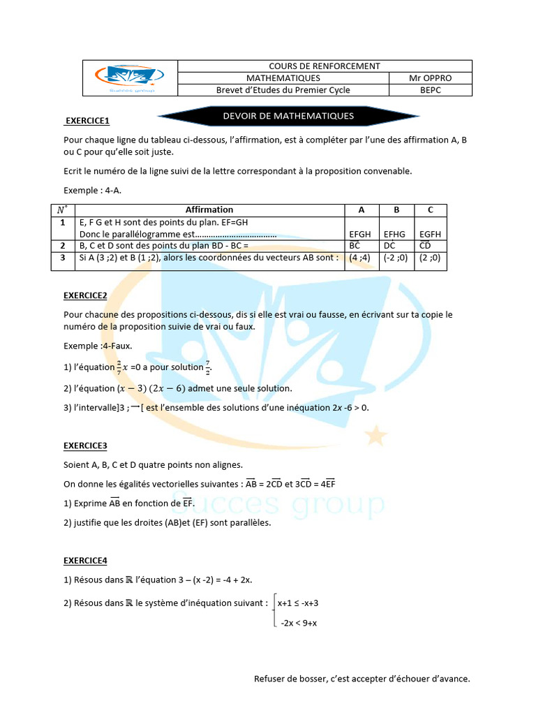 Devoir Maths | PDF