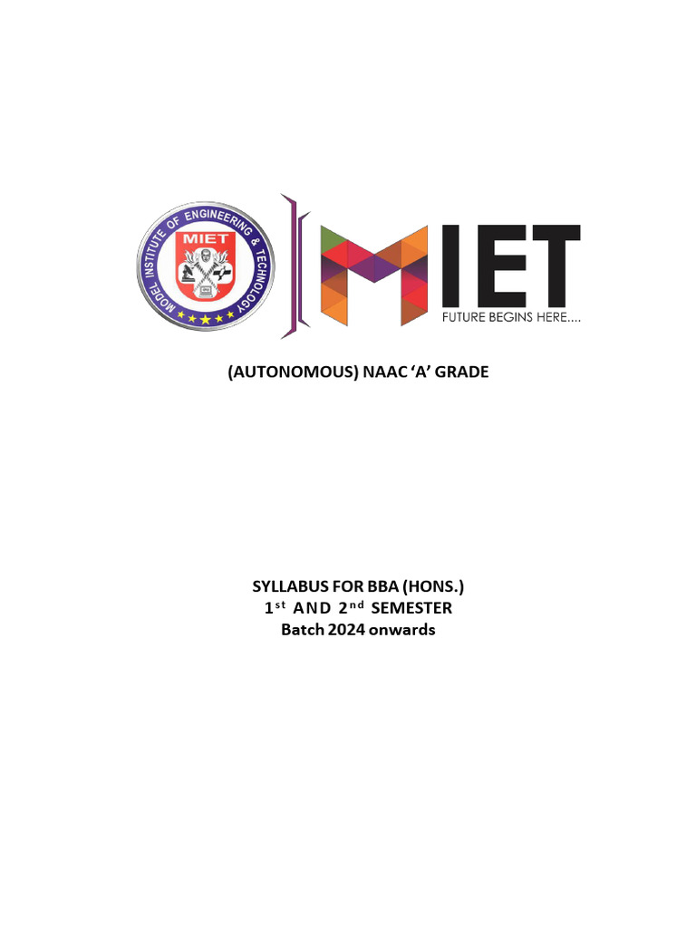 BBA (H) NEP 1st and 2nd Sem Batch 2024 07082024 | PDF