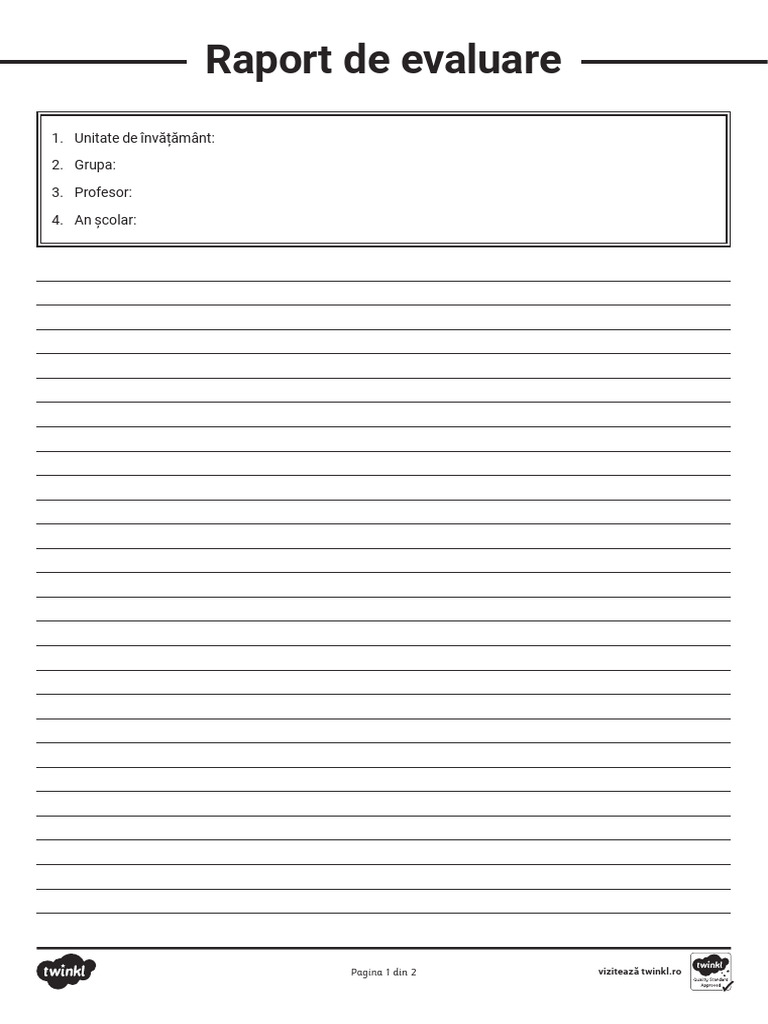 Evaluare Initiala Grupa Mica - Model Raport de Evaluare | PDF
