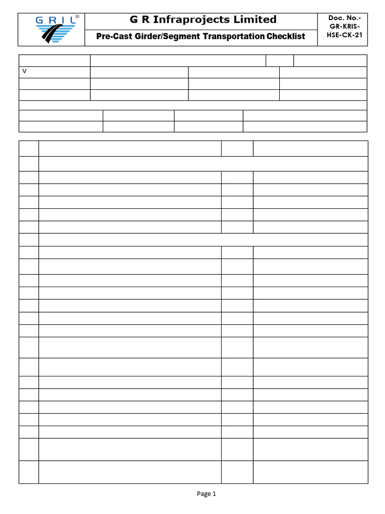 Doc. No.-GR-KRIS-HSE-CK-22-Pre-Cast Girder or Segment Transportation ...
