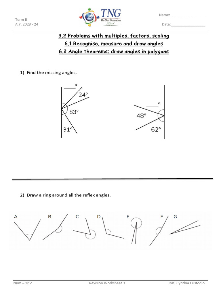 Y5 W8 - Revision Worksheet 3 | PDF