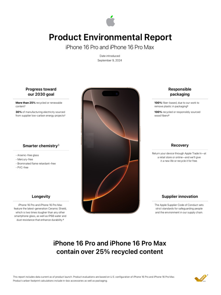 iPhone 16 Environmental Impact Report | PDF | Life Cycle Assessment ...