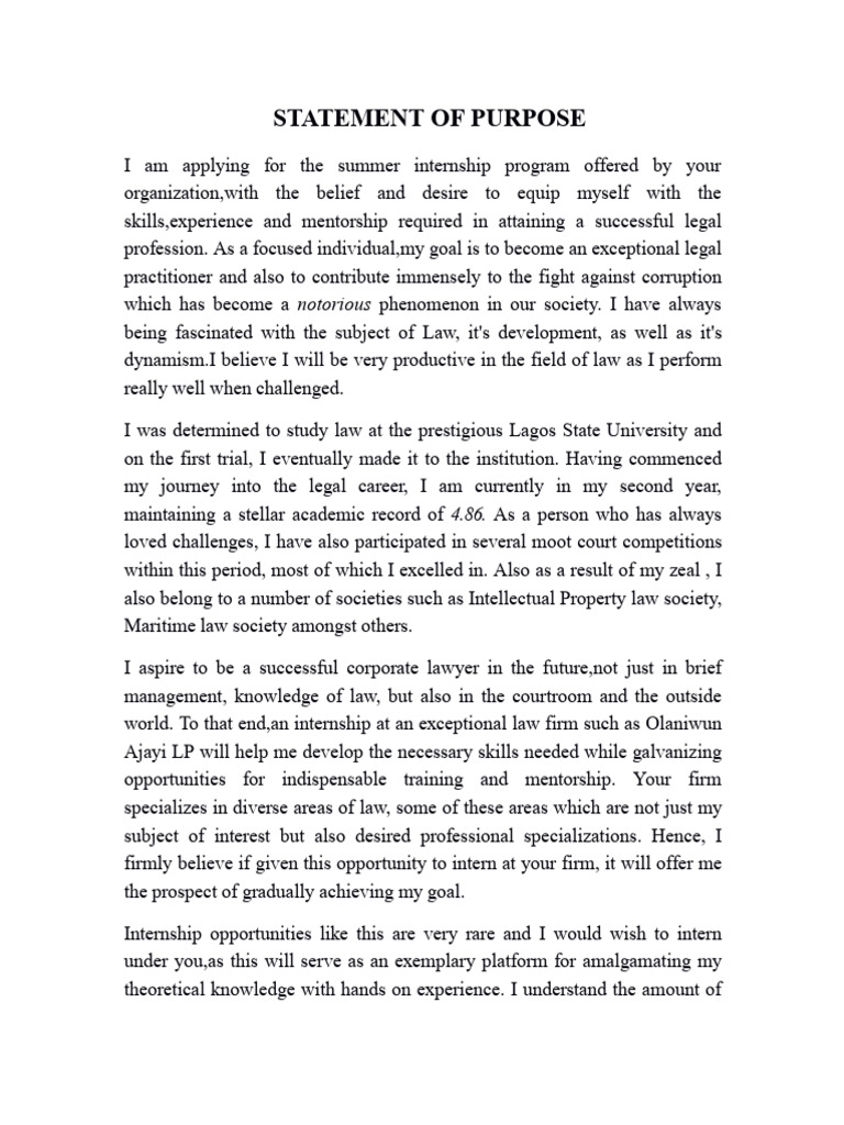 Statement of Purpose | PDF