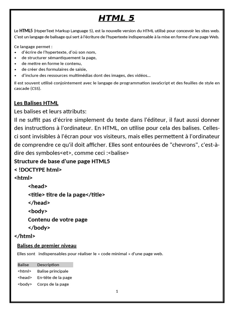 Cours HTML Fini | PDF