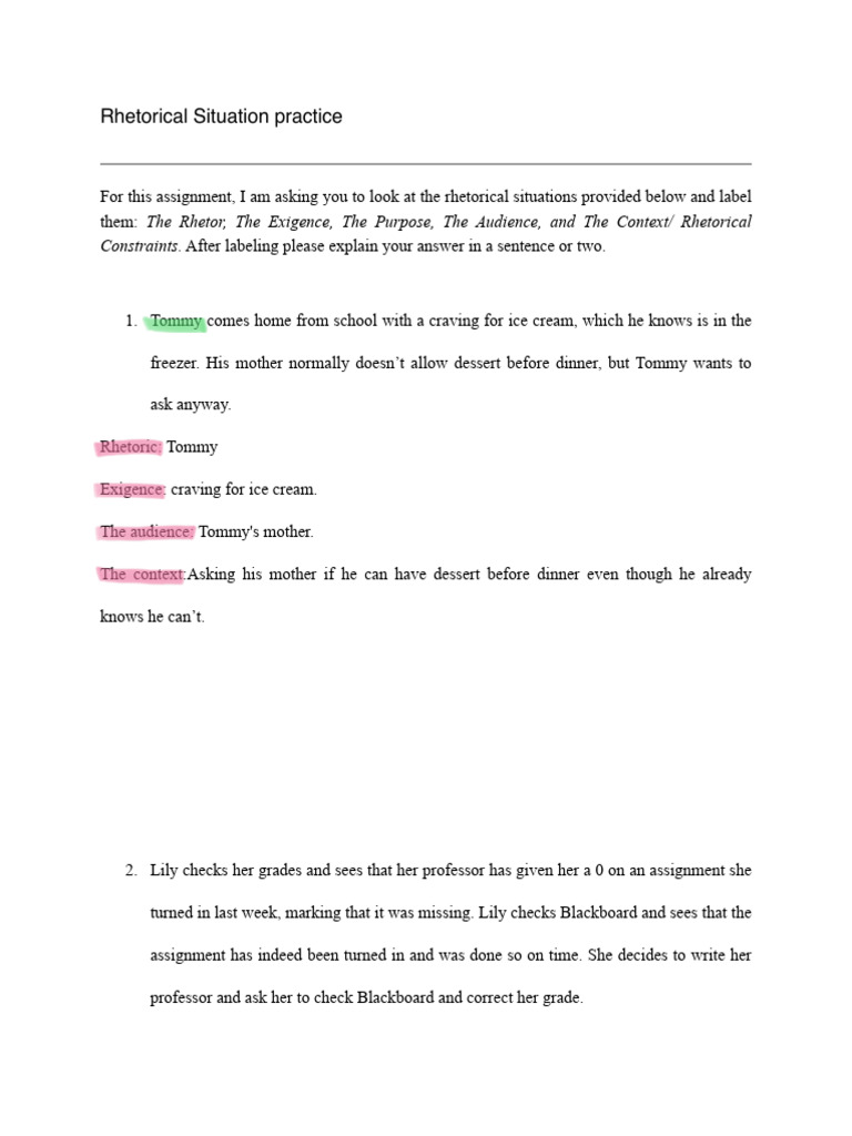 Rhetorical Situation In-Class Activity | PDF