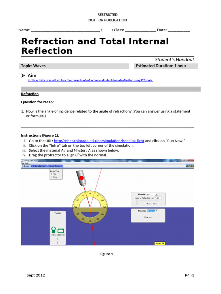 Refraction and Total Internal Reflection | PDF