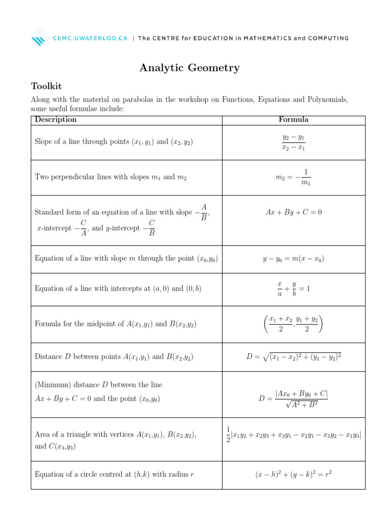 Analytic Geometry | PDF
