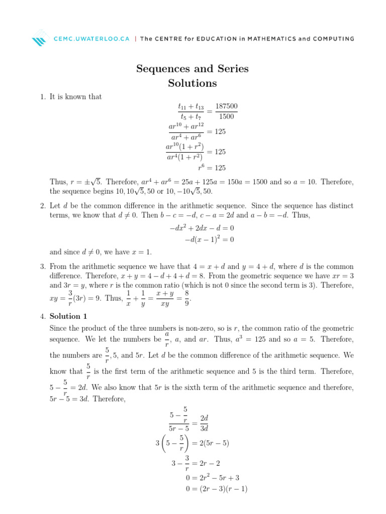Sequences Series Sol | PDF