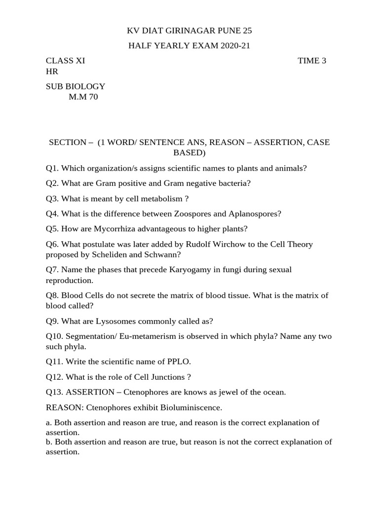 QP Xi Bio Hyly 20-21 | PDF