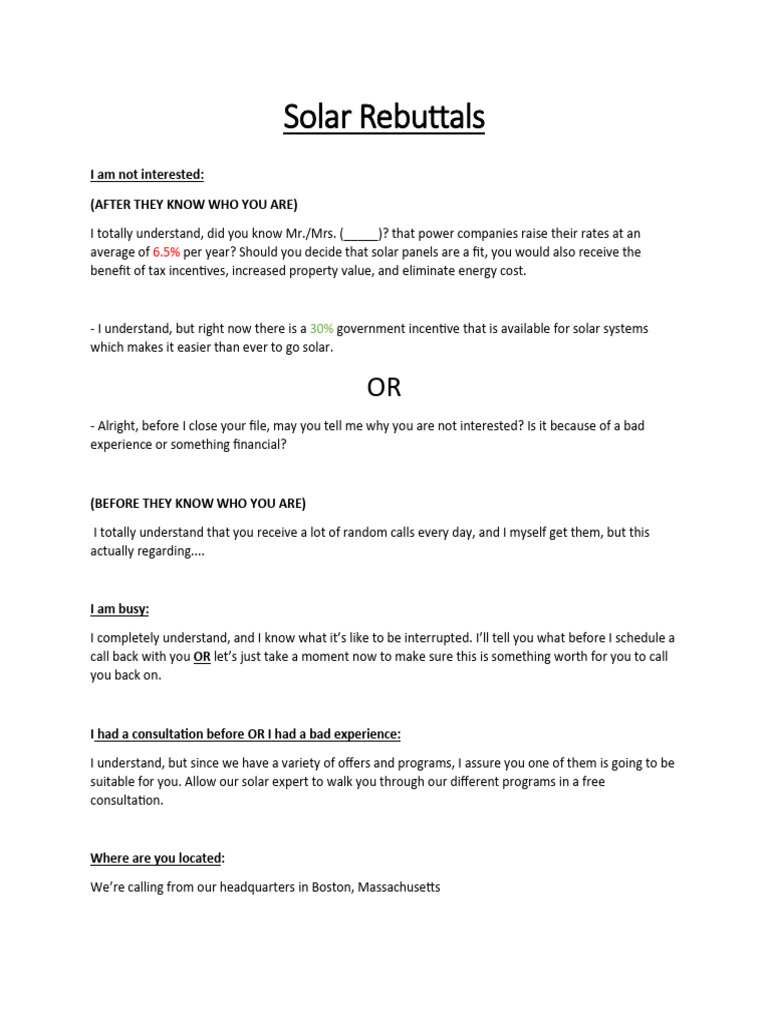 Solar Rebuttals 1 | PDF