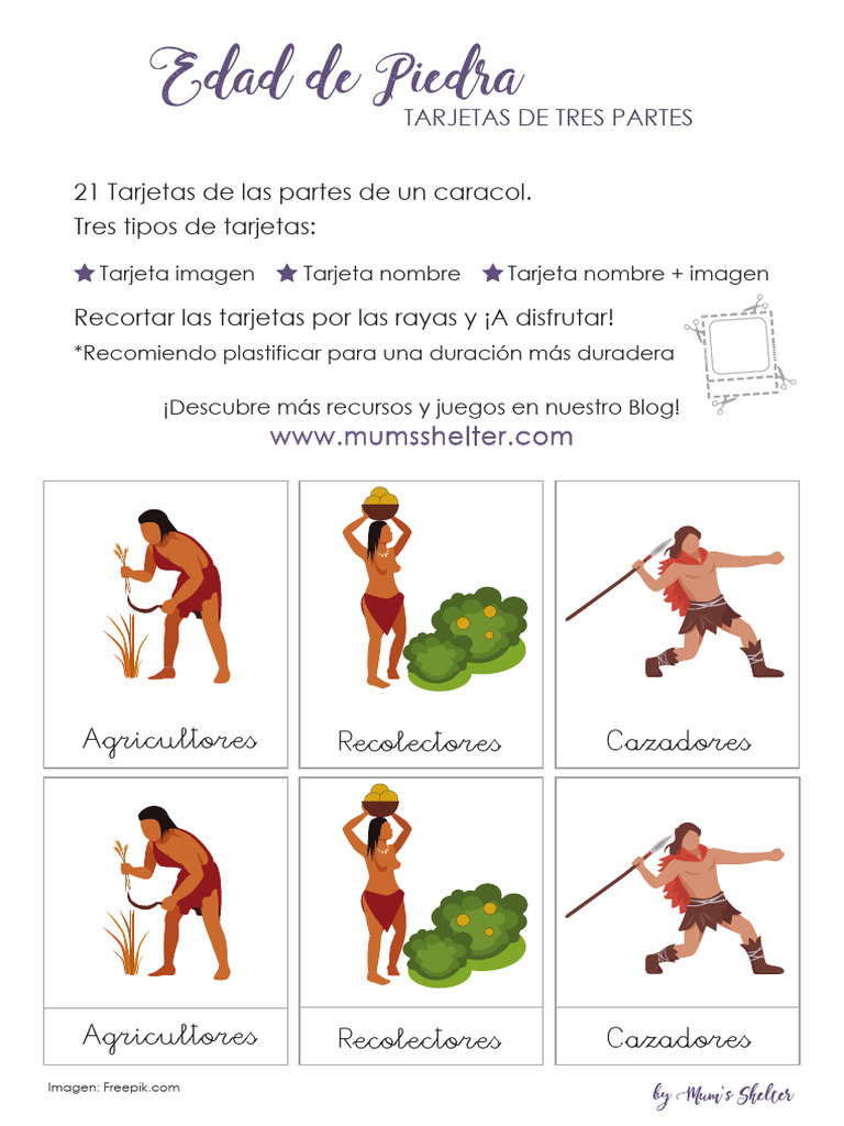 Edad de Piedra - Tarjetas de Tres Partes | PDF | Cocina, comidas y vino ...