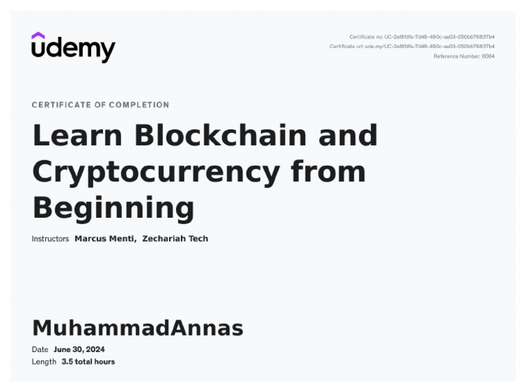 Certificate of BlockChain Technology | PDF