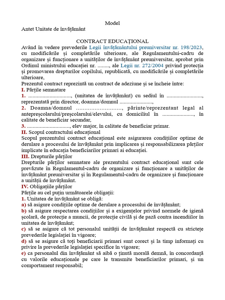 Model Contract Educational 2024 | PDF | Social Science