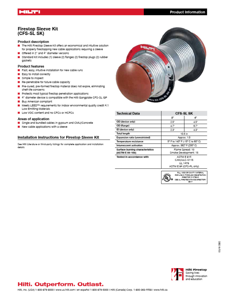 Firestop Sleeve Kit CFS - SL SK | PDF