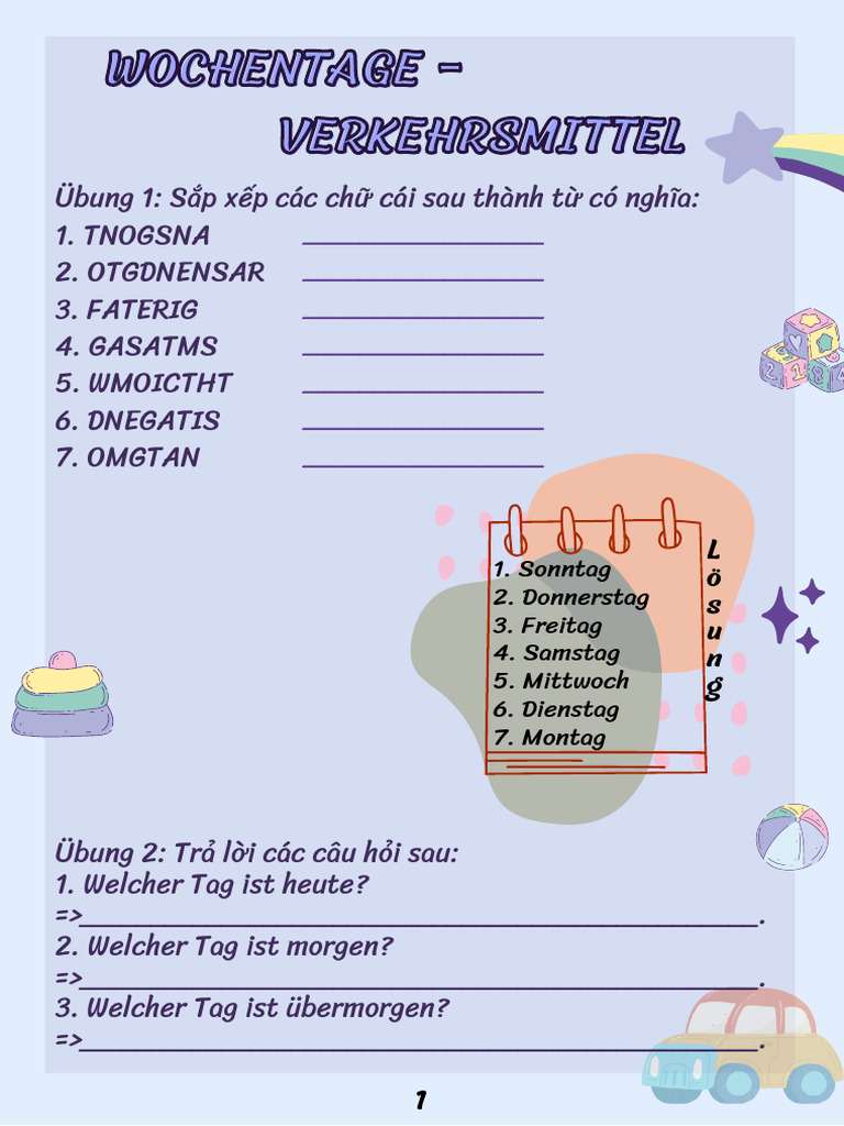 A1 1 Lektion 21 Homework | PDF