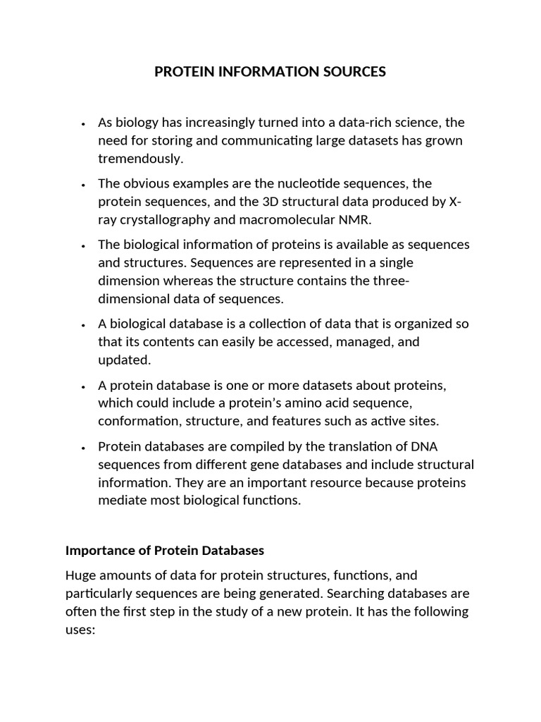 Protein Information Sources | PDF