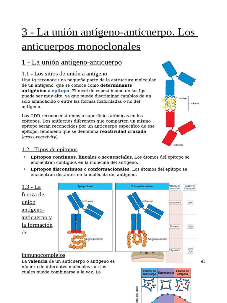 3 - La Unión Antígeno-Anticuerpo. Los Anticuerpos Monoclonales | PDF