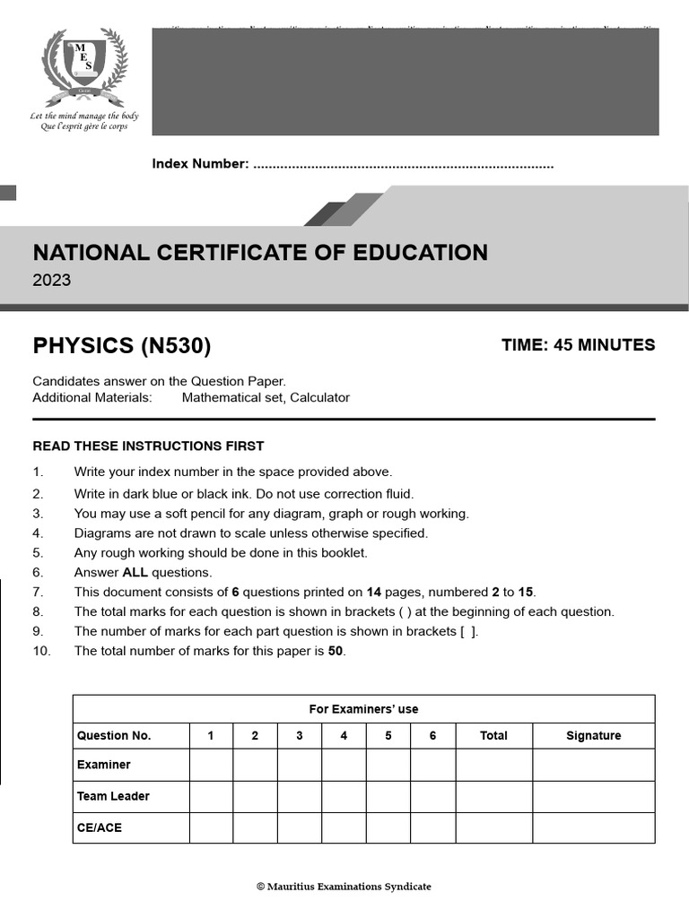 NCE 2023 Science Physics | PDF
