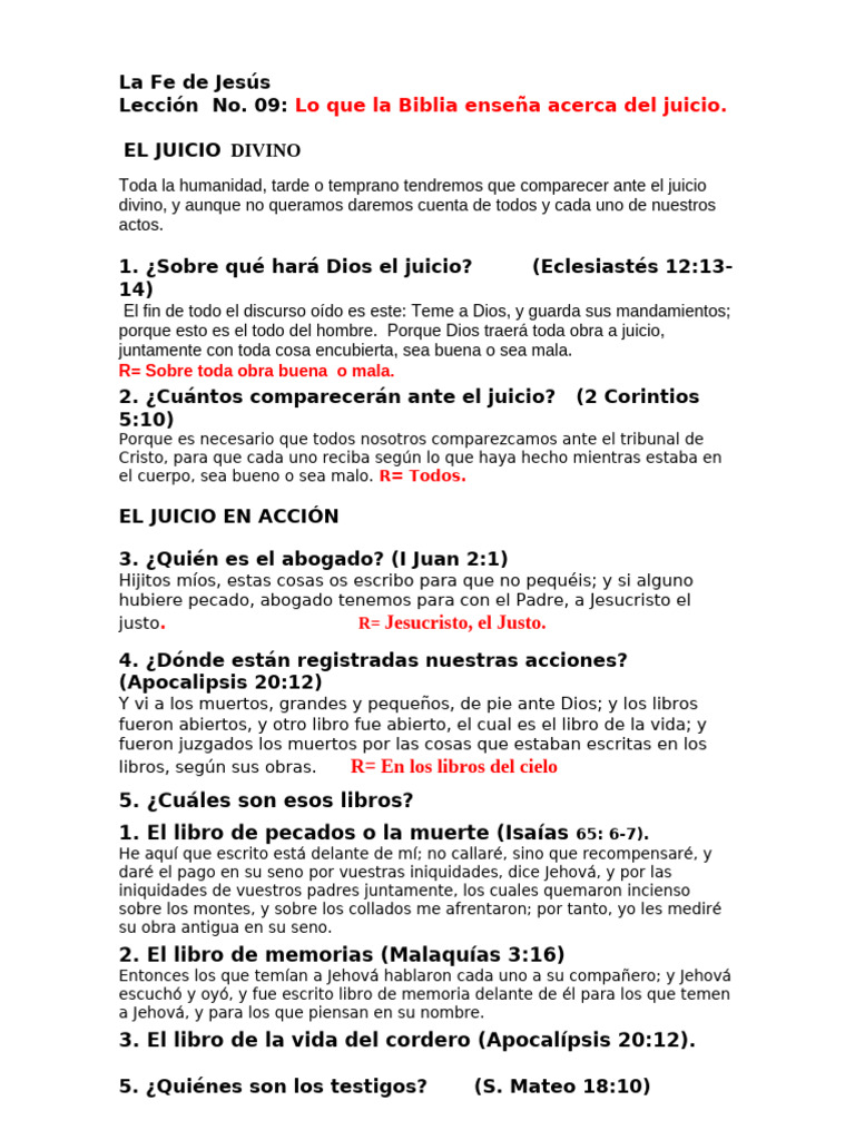 Lección 9. El Juicio Divino. | PDF