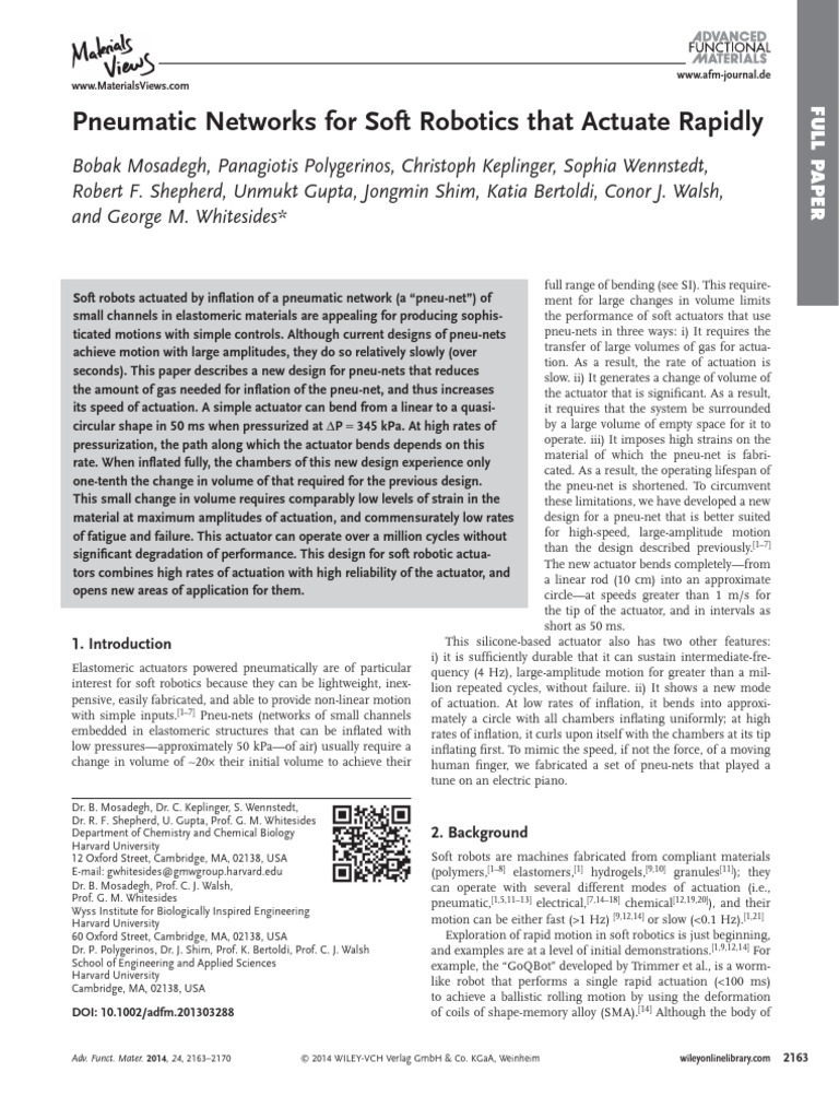 Pneumatic Networks For Soft Robotics That Actuate Rapidly | PDF | Actuator | Computers