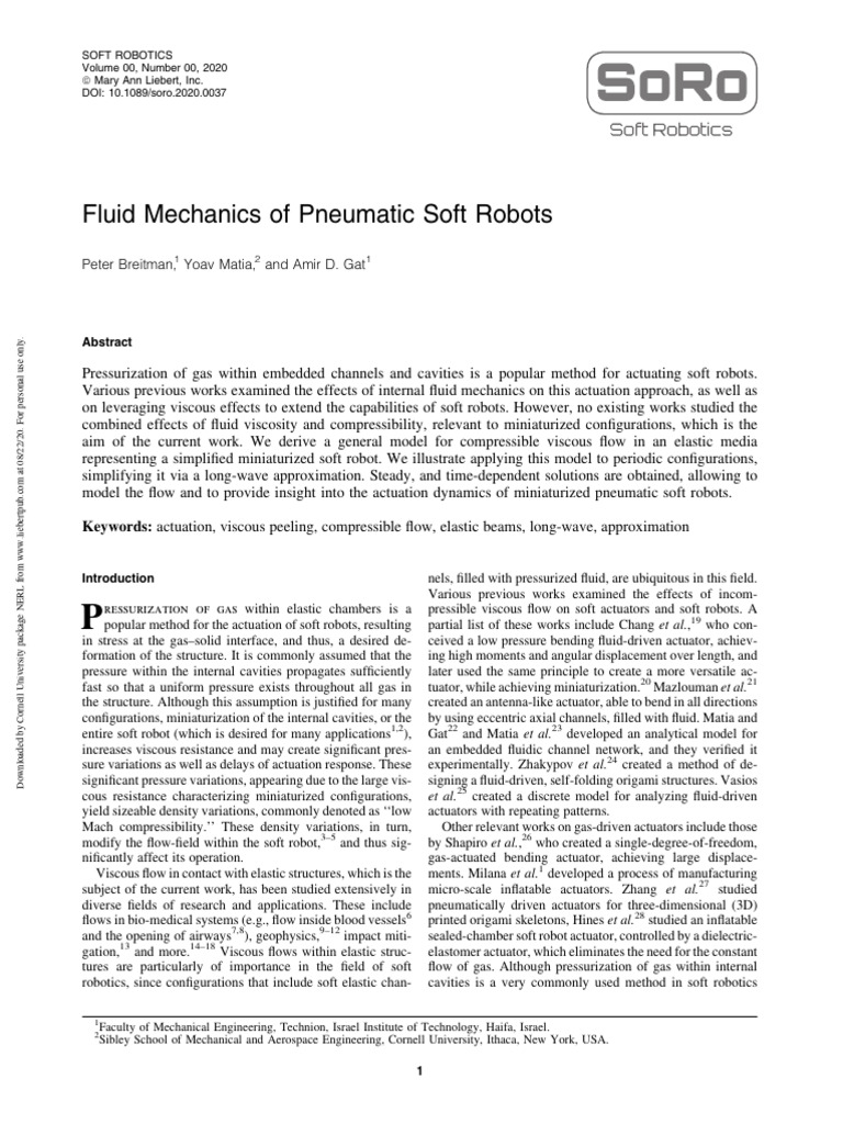 Fluid Mechanics of Pneumatic Soft Robots | PDF