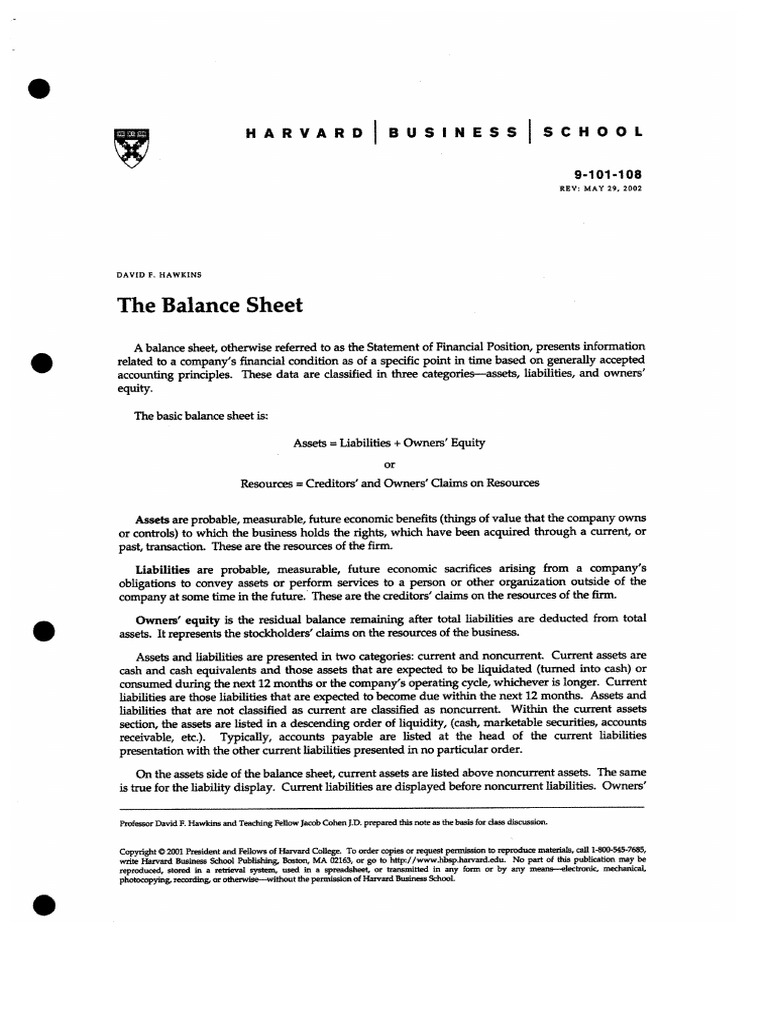 4 - The Balance Sheet | PDF