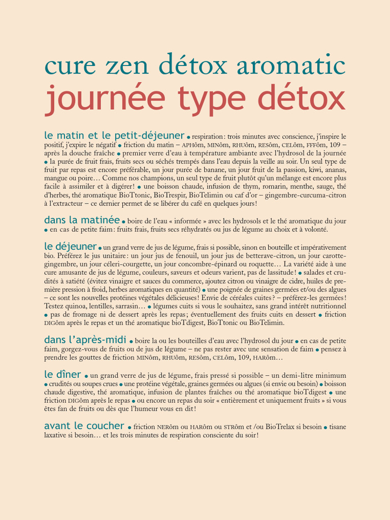 Cure Zen Détox Aromatic Journée Type 2022 | PDF