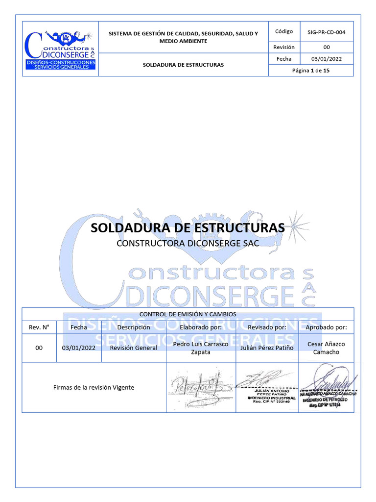 SIG PR CD 004 Soldadura en Estructuras | PDF | Soldadura | Tecnología e ...