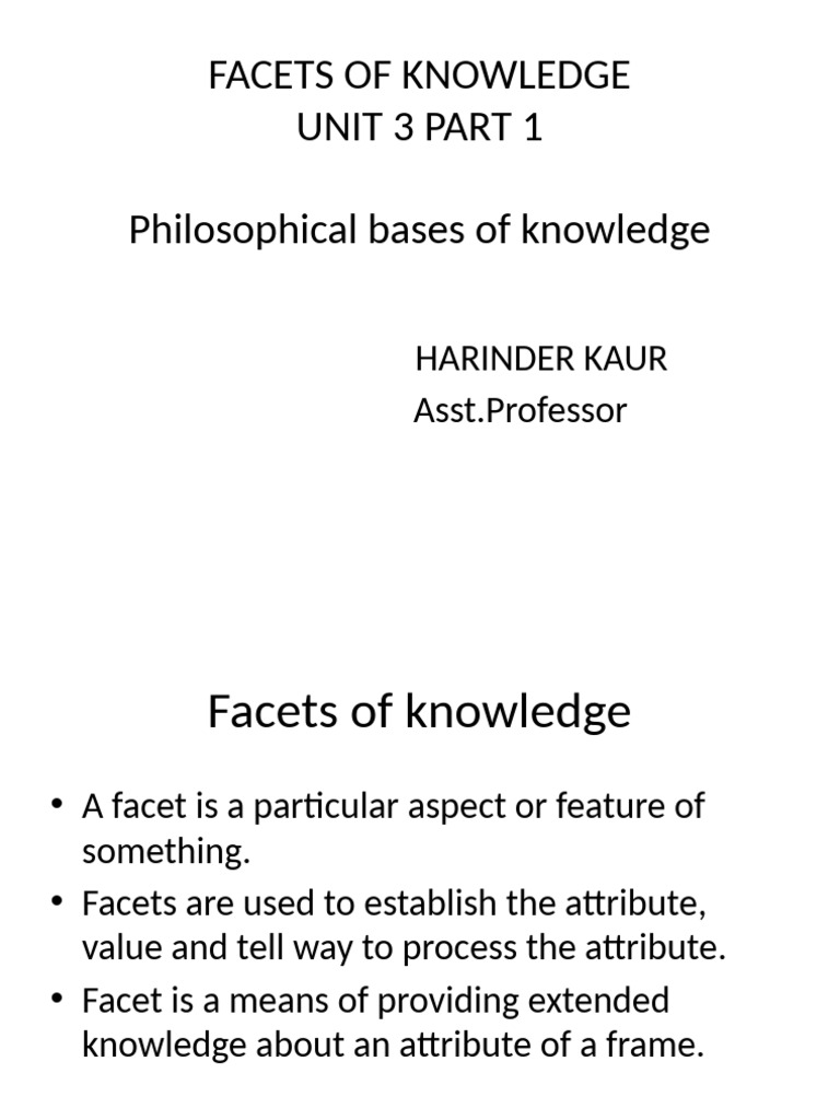 Facets of Knowledge | PDF