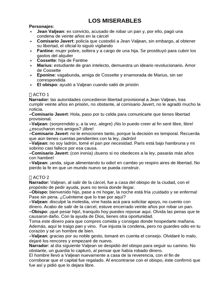 LOS MISERABLES - OBRA DE TEATRO | PDF