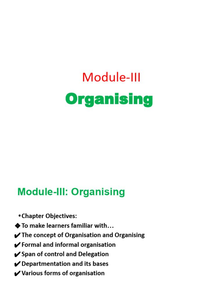 Module-III-Organising - Stds | PDF