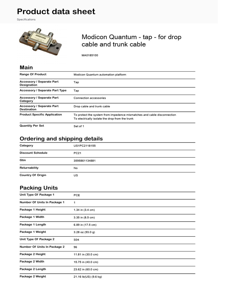 Schneider Electric - Modicon-Quantum-PAC - MA0185100 | PDF