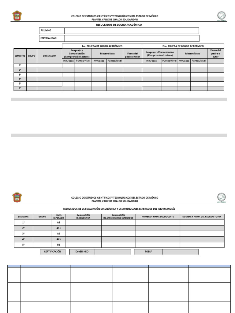 Boleta Logro Académico e Inglés 2024 | PDF