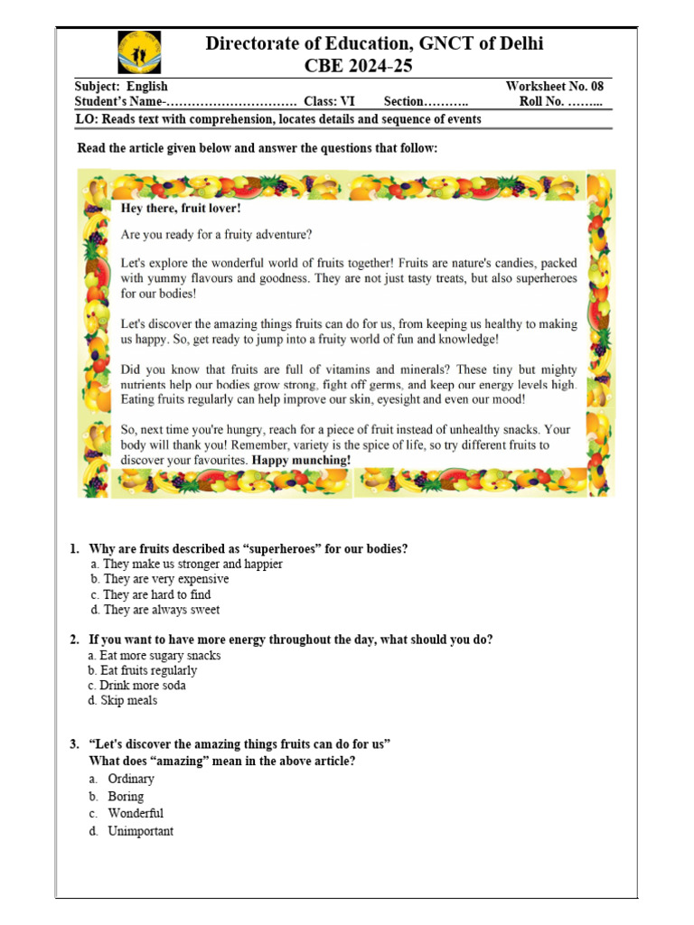 Class6 CBE08 English | PDF