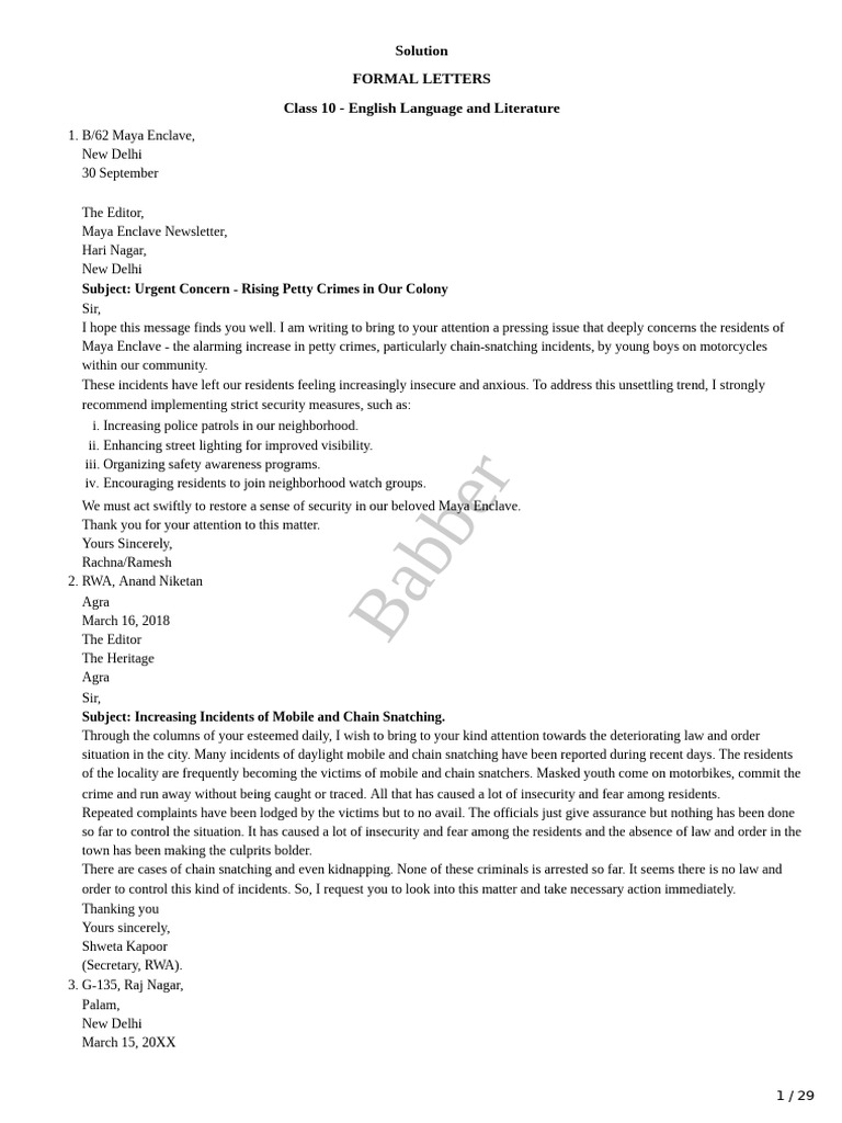 Solution Formal Letters | PDF