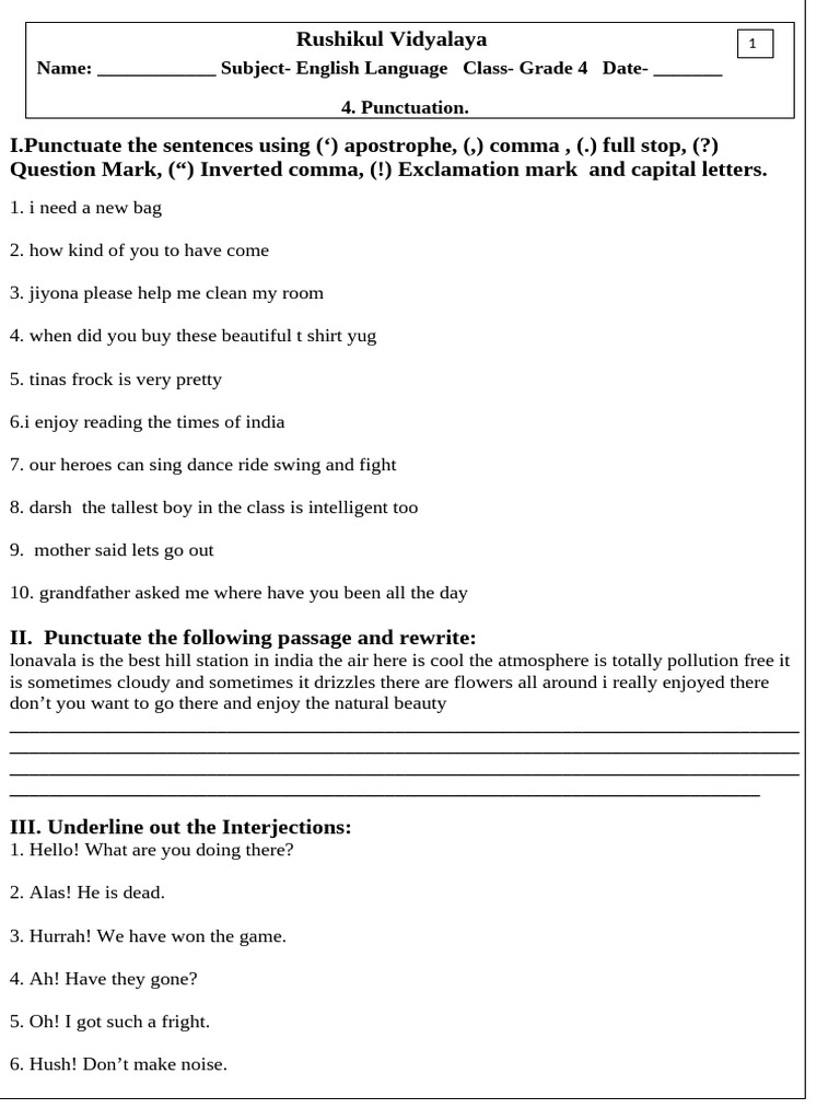 Punctuation Ws 1 | PDF