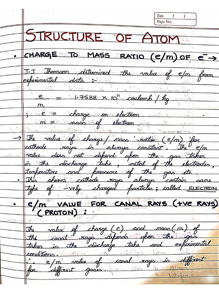 Structure of Atom Notes ZZGHGFFGH | PDF