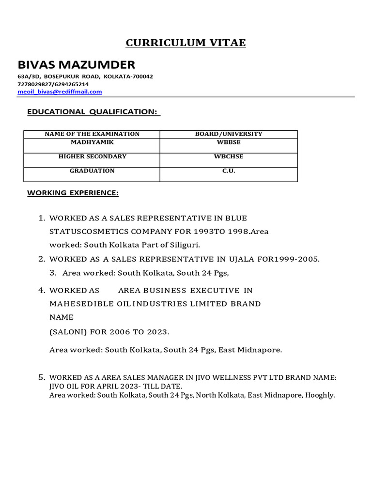 10.02.2024FINAL Bivas Majumder Biodata | PDF