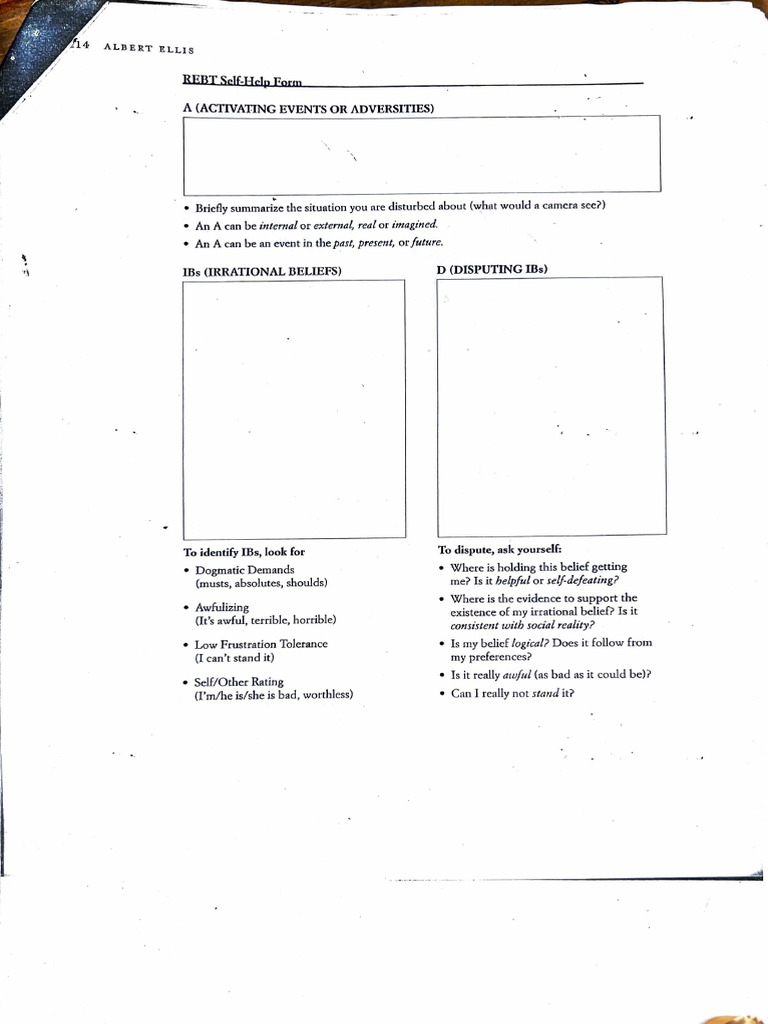 REBT SELF MONITORING FORM | PDF
