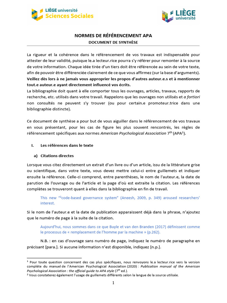 Normes de référencement APA (2023-2024) | PDF