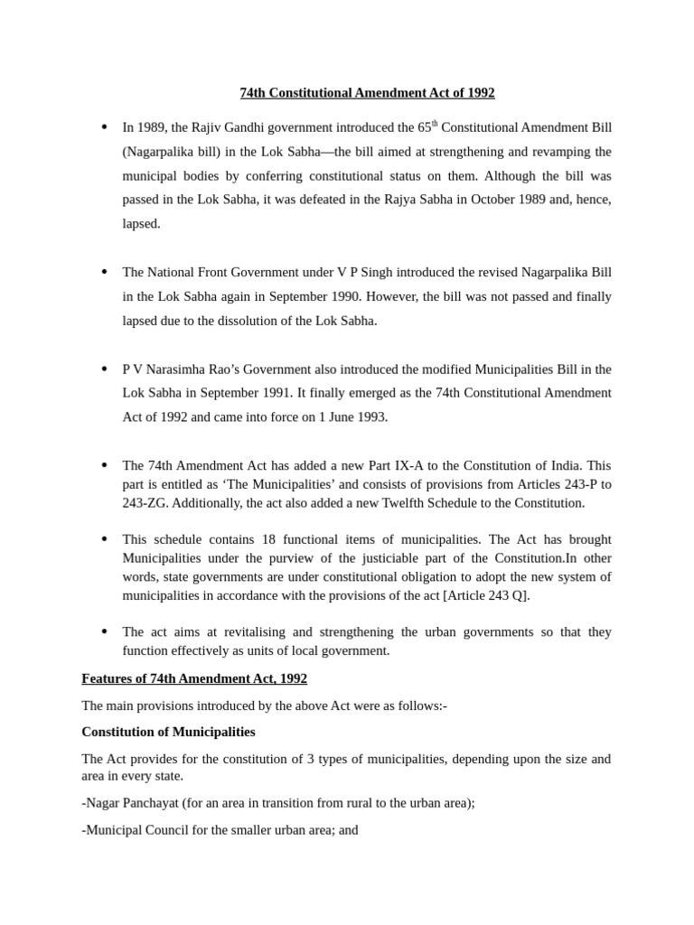 74th Amendment | PDF