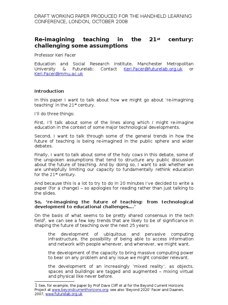 Keri Facer - Handheld Learning 2008 | PDF | Expert | Teachers