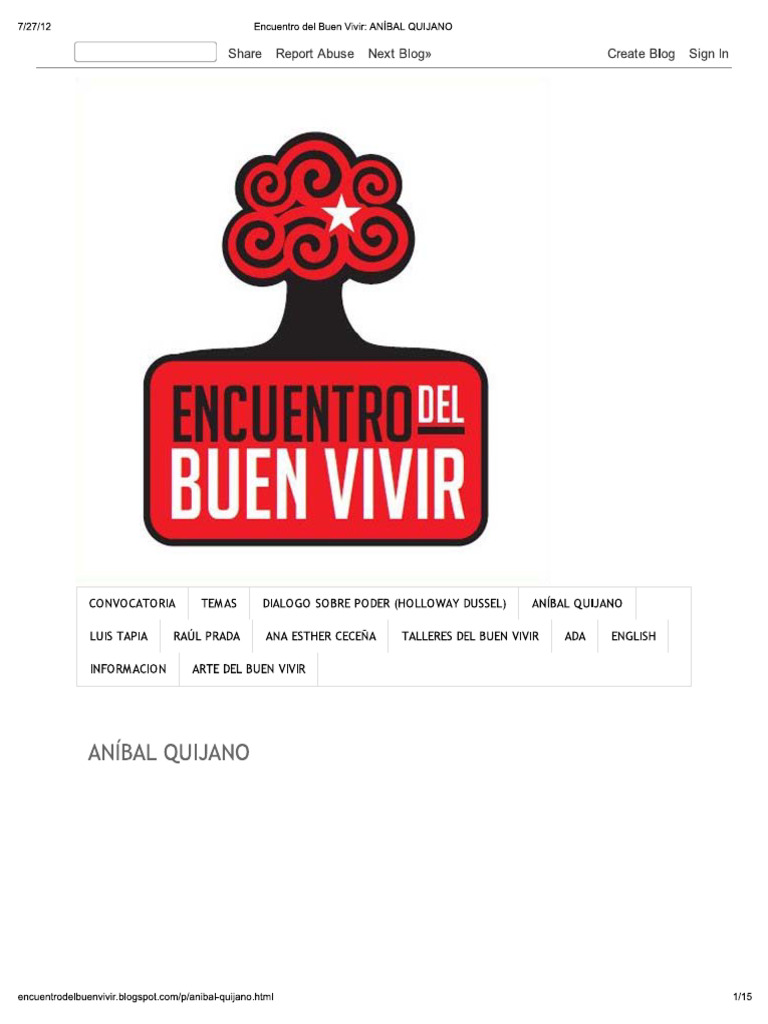 Encuentro Del Buen Vivir - ANÍBAL QUIJANO | PDF