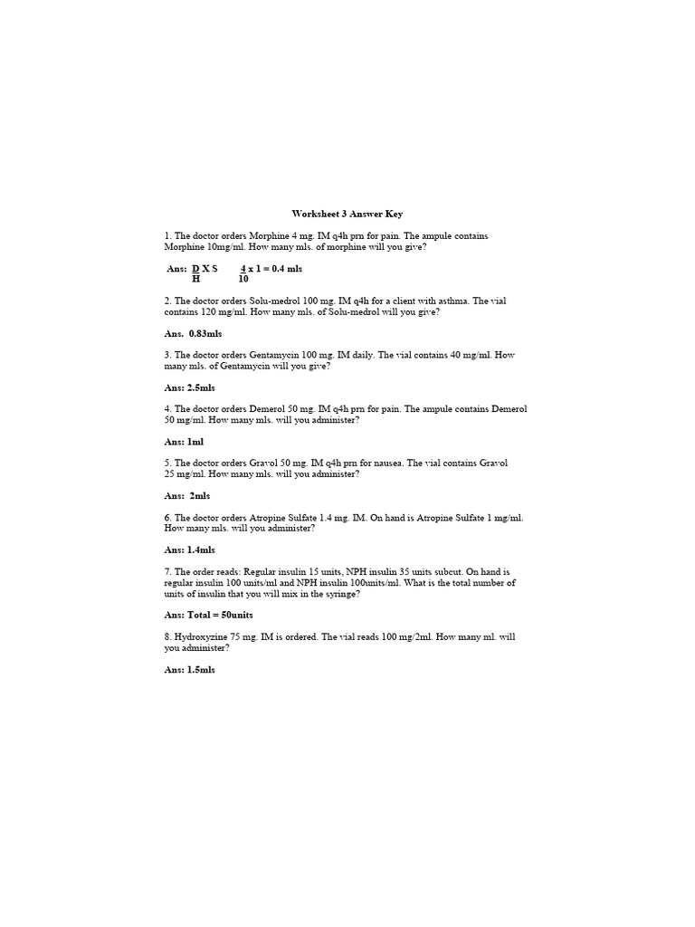 Worksheet 3 Answer Key | PDF