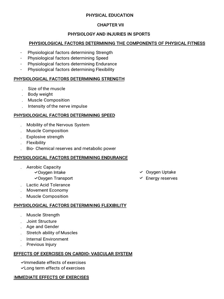 7th Chapter 12 Physical Education Physiology Injuries in Sports Notes | PDF