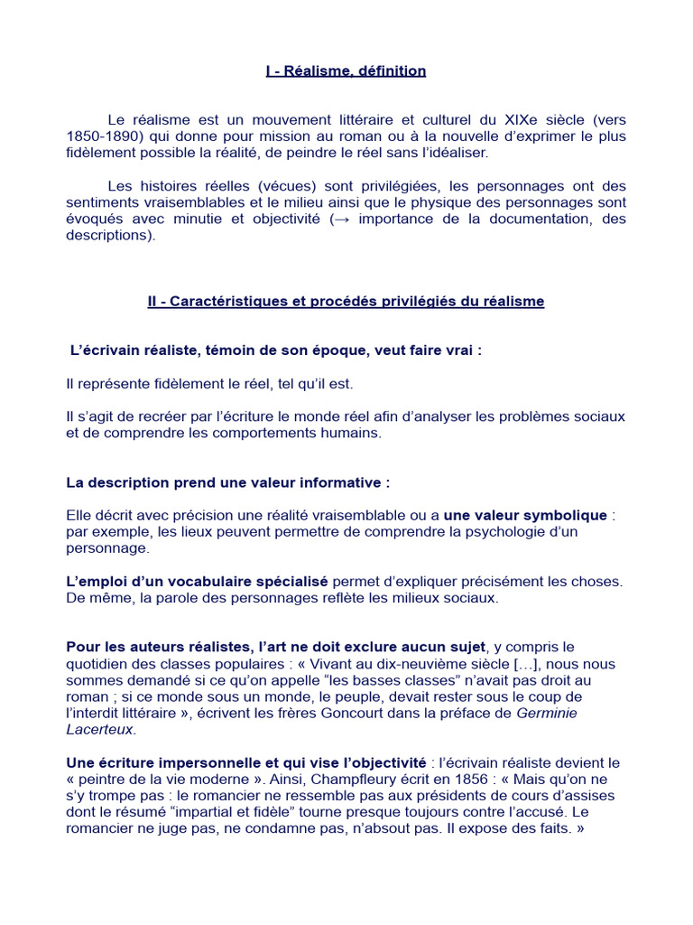 Le Réalisme | PDF
