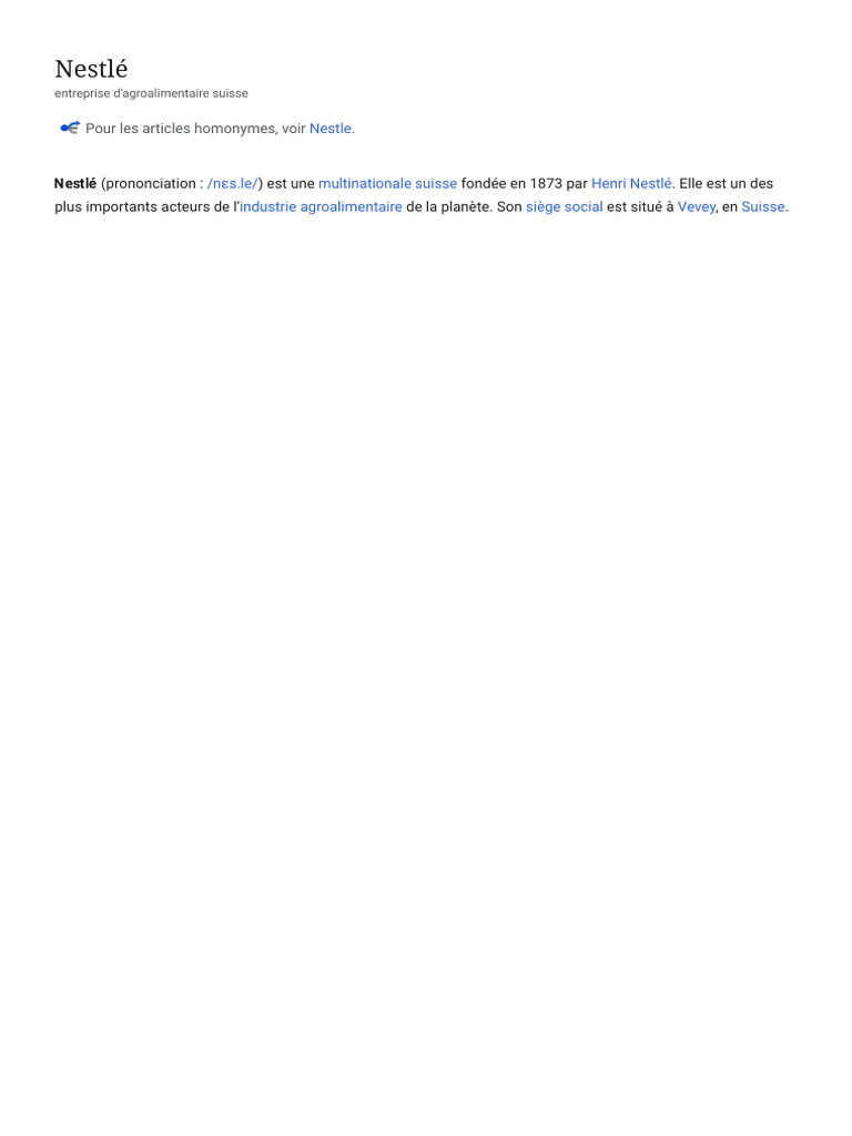 Nestlé - Wikipédia | PDF