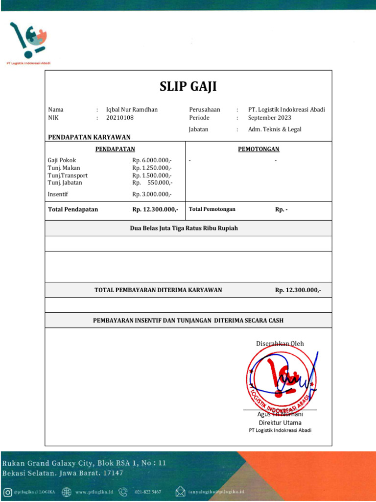Slip Gaji Iqbal (Sep) | PDF