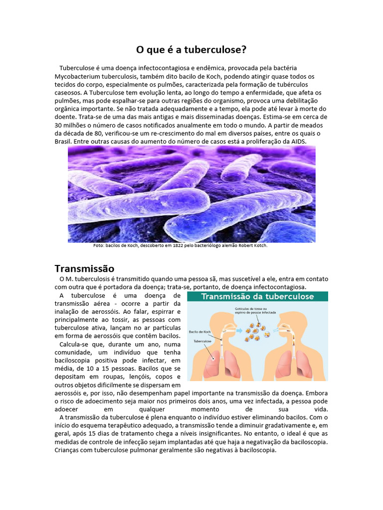 Trabalho Sobre Tuberculose | PDF