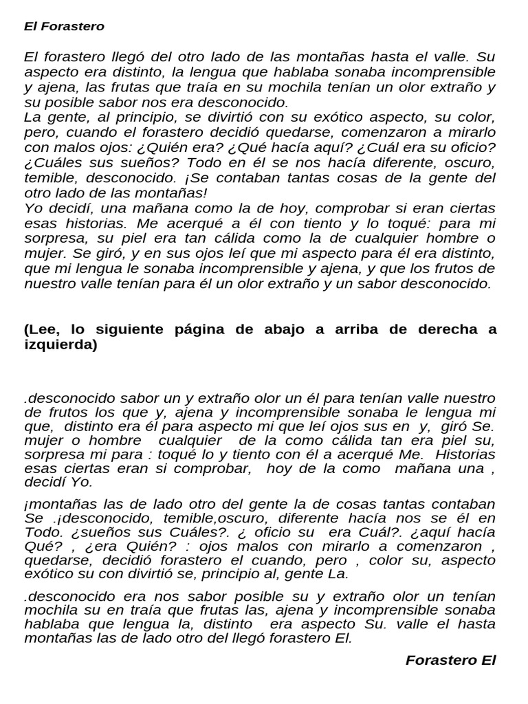 El Forastero-Un Cuento para La Interculturalidad | PDF | Arte | Novela ...